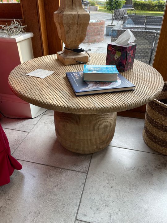 Vivan Grooved Wood Coffee Table